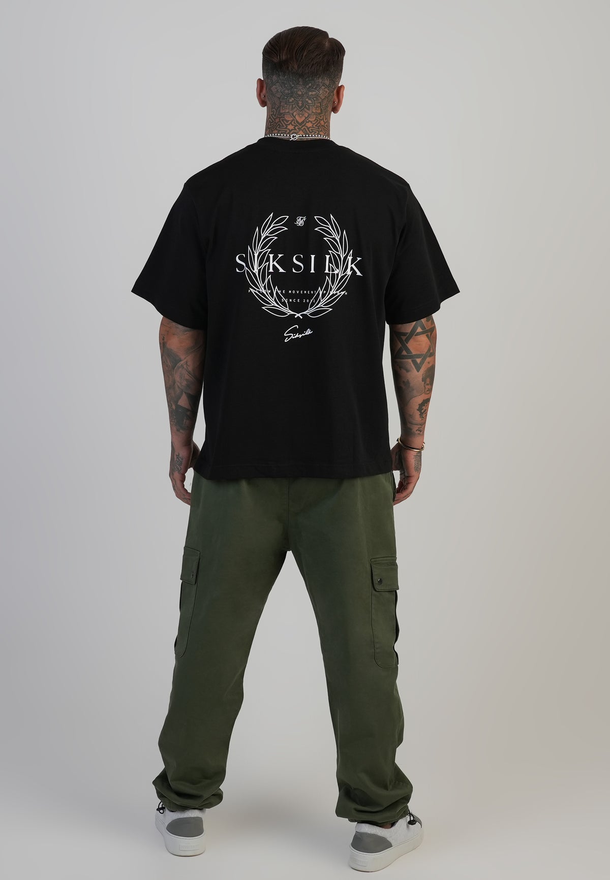 SikSilk Mens Khaki Green Loose Fit Cargos | SikSilk UK